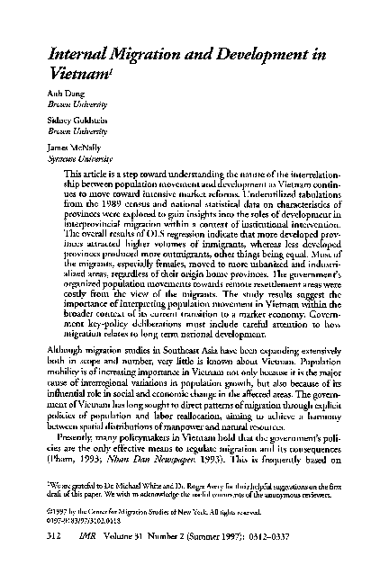 (PDF) Internal Migration and Development in Vietnam