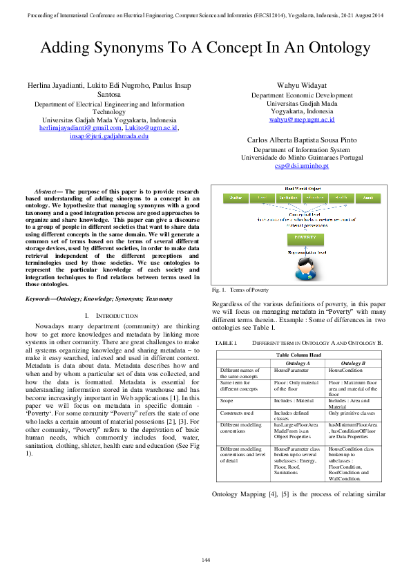 (PDF) Adding Synonyms To A Concept In An Ontology