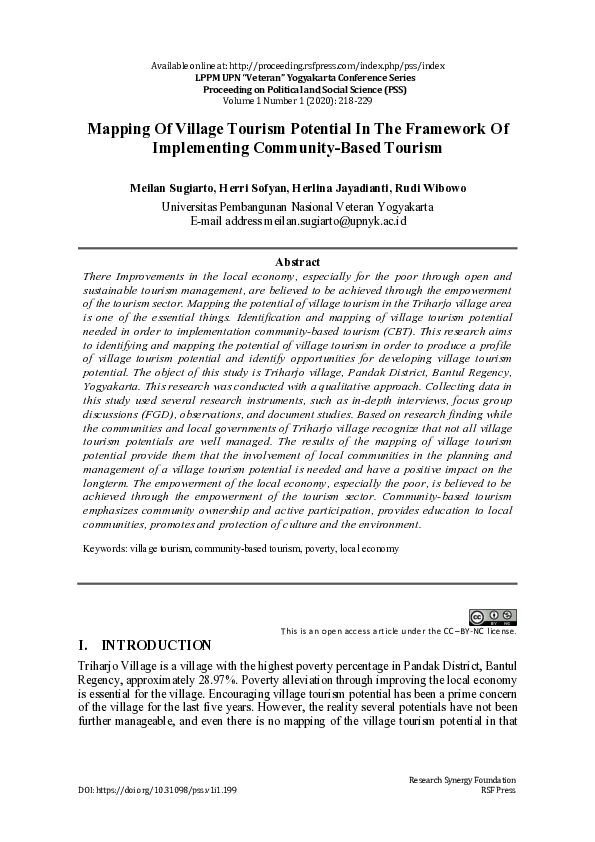 (PDF) Mapping Of Village Tourism Potential In The Framework Of ...