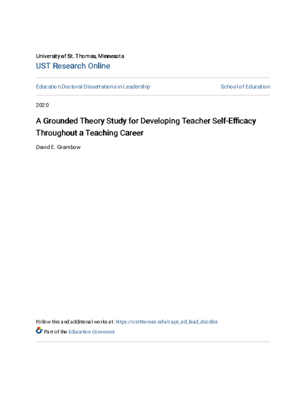(PDF) A Grounded Theory Study for Developing Teacher Self Efficacy ...