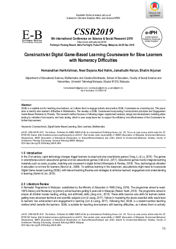 (PDF) Constructivist Digital Game-Based Learning Courseware for Slow ...