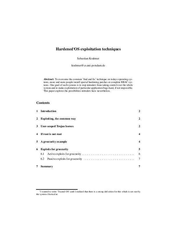 (PDF) Hardened OS exploitation techniques