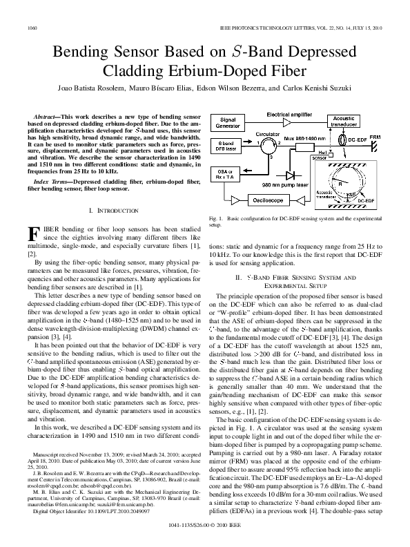 (PDF) Bending Sensor Based on $S$-Band Depressed Cladding Erbium-Doped ...