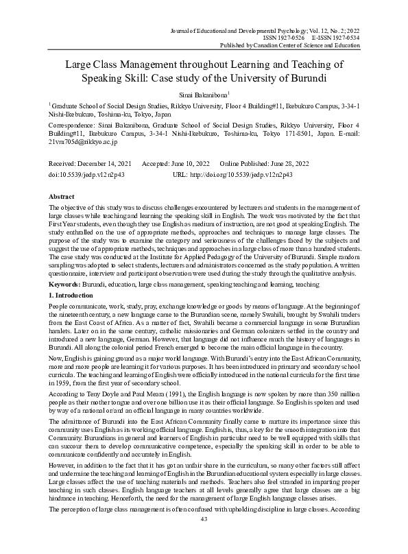 (PDF) Large Class Management throughout Learning and Teaching of ...