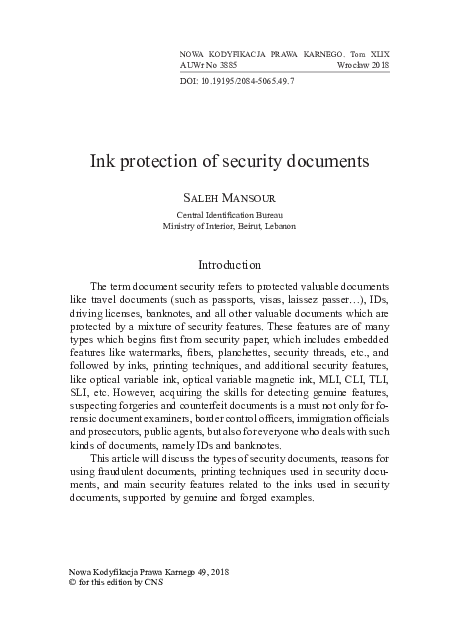 (PDF) Ink protection of security documents
