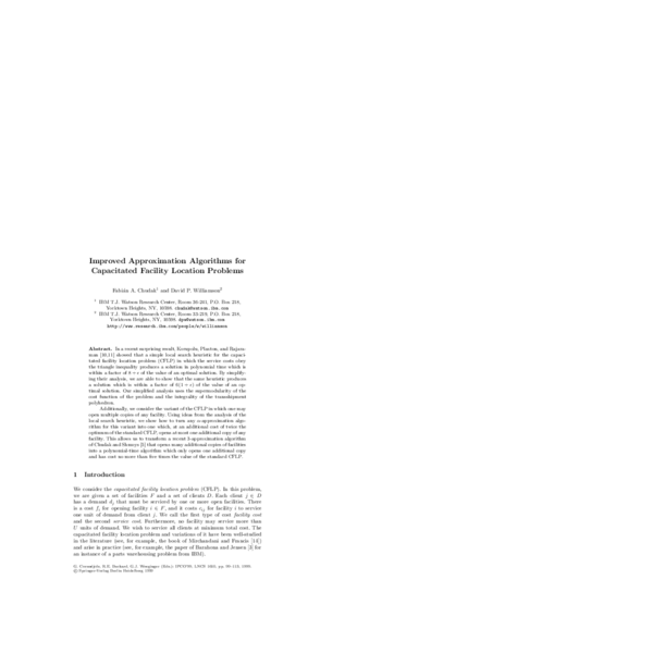 (PDF) Improved approximation algorithms for a capacitated facility location problem