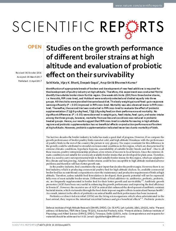 (PDF) Studies on the growth performance of different broiler strains at ...