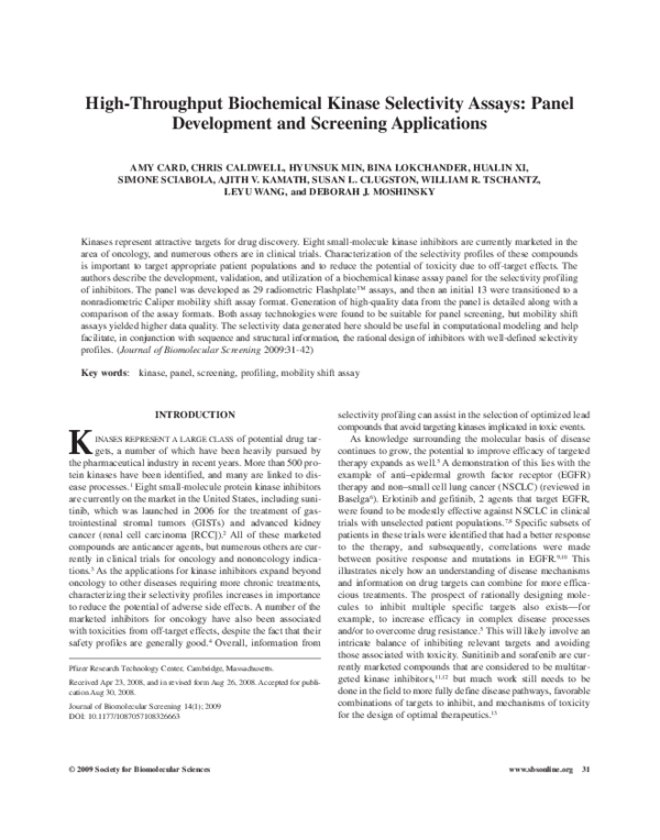 (PDF) High-Throughput Biochemical Kinase Selectivity Assays: Panel ...