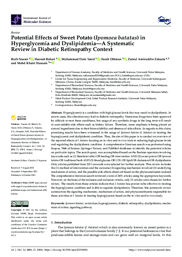 (PDF) Potential Effects of Sweet Potato (Ipomoea batatas) in Hyperglycemia and Dyslipidemia—A ...