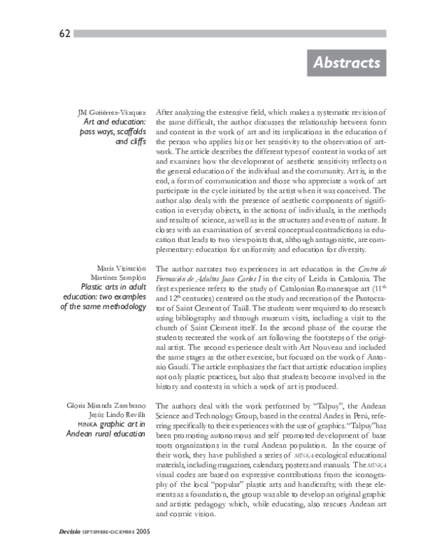 (PDF) Plastic arts in adult education : two examples of the same ...