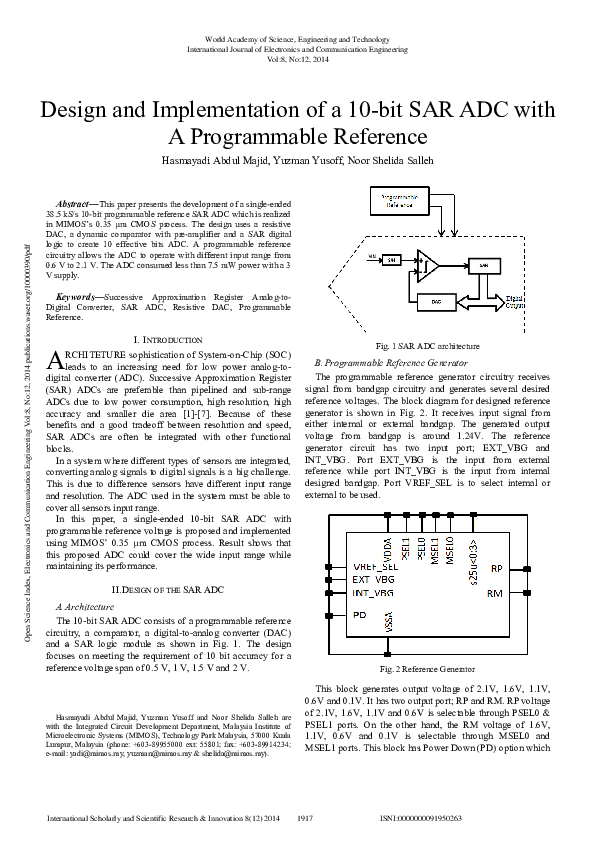 (PDF) 10-Bit SAR ADC with Programmable Reference