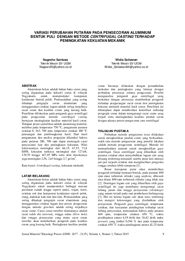 (PDF) Aluminium bekas adalah bahan baku coran yang sering digunakan ...