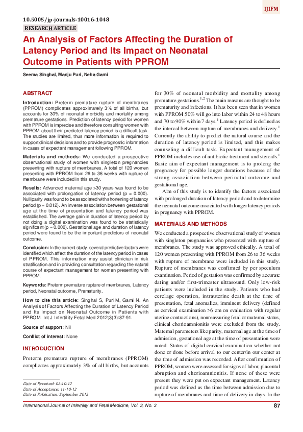(PDF) An Analysis of Factors Affecting the Duration of Latency Period ...