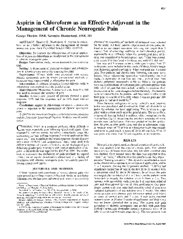 (PDF) Aspirin in chloroform as an effective adjuvant in the management ...