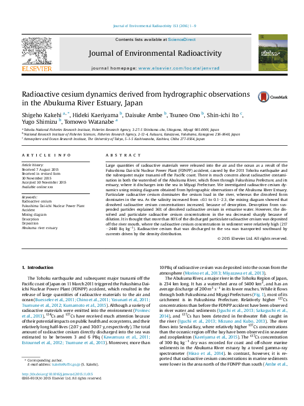 (PDF) Radioactive cesium dynamics derived from hydrographic ...