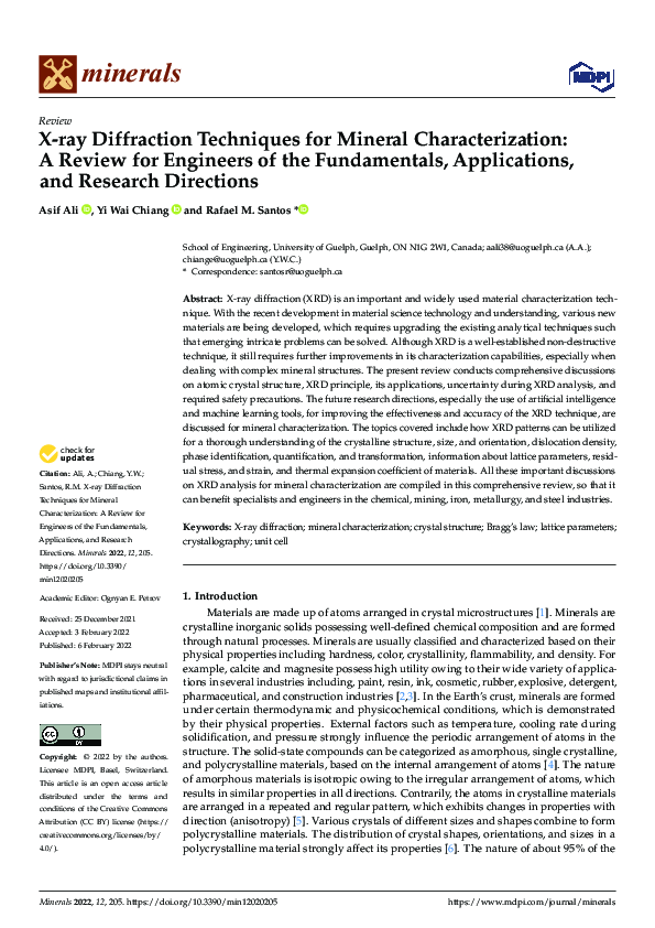 (PDF) X-Ray Diffraction Techniques for Mineral Characterization: A ...