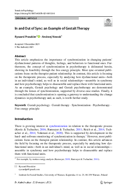(PDF) In and Out of Sync: an Example of Gestalt Therapy