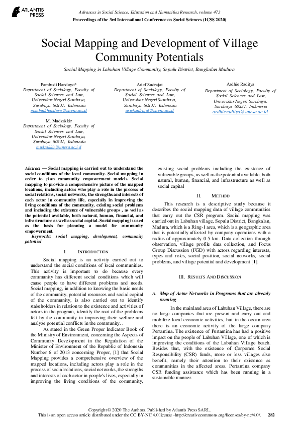 (PDF) Social Mapping and Development of Village Community Potentials