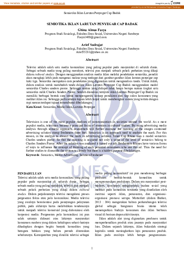 (PDF) Semiotika Iklan Larutan Penyegar Cap Badak