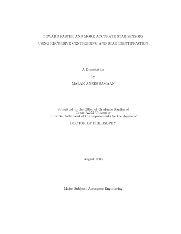 Pdf Toward Faster And More Accurate Star Sensors Using Recursive Centroiding And Star