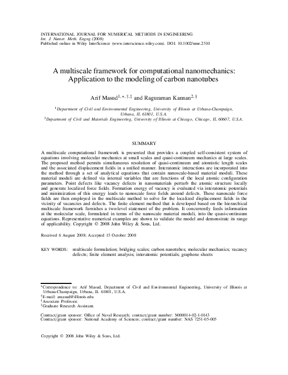 (PDF) A multiscale framework for computational nanomechanics: Application to the modeling of ...