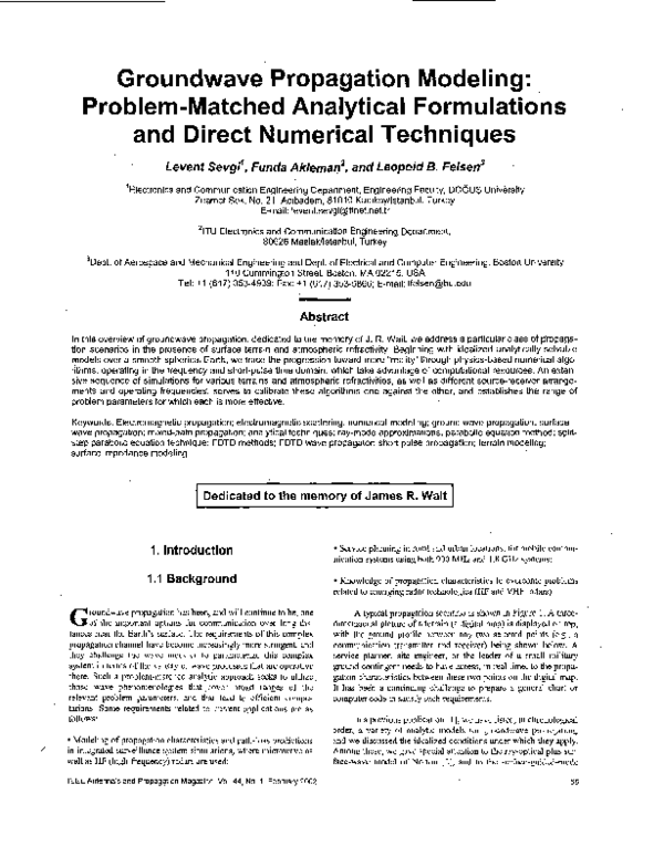Pdf Groundwave Propagation Modeling Problem Matched Analytical Formulations And Direct