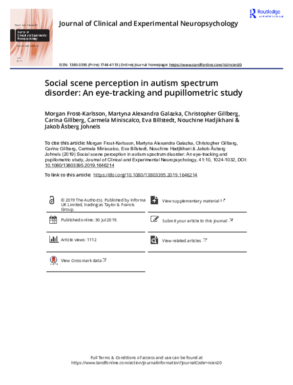 (PDF) Social scene perception in autism spectrum disorder: An eye ...