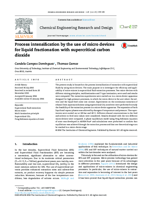 (PDF) Process intensification by the use of micro devices for liquid fractionation with ...