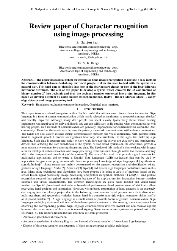 Pdf Review Paper Of Character Recognition Using Image Processing