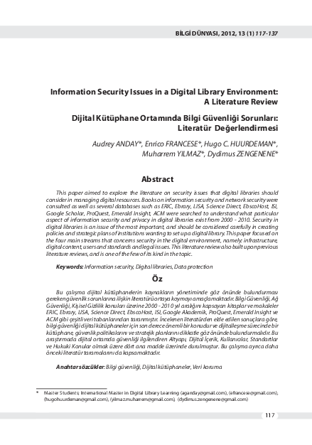 (PDF) Information Security Issues in a Digital Library Environment: A Literature Review