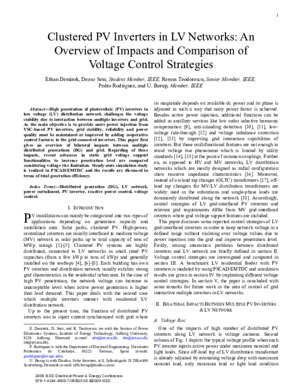 (PDF) Clustered PV inverters in LV networks: An overview of impacts and comparison of voltage ...