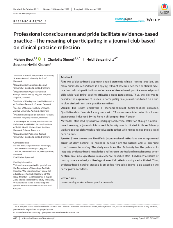(PDF) Professional consciousness and pride facilitate evidence‐based ...