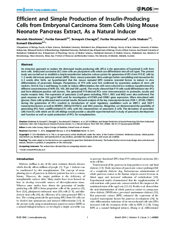 (PDF) Efficient and Simple Production of Insulin-Producing Cells from ...