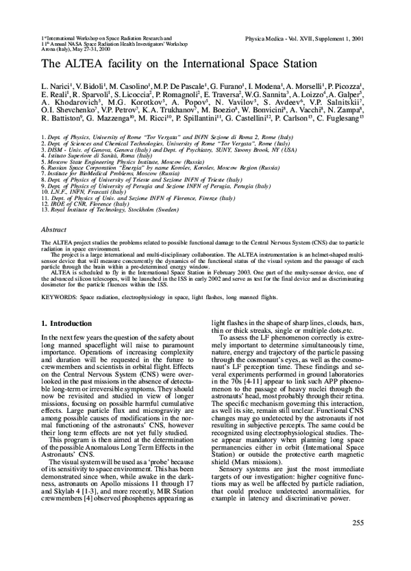 (PDF) The ALTEA facility on the International Space Station