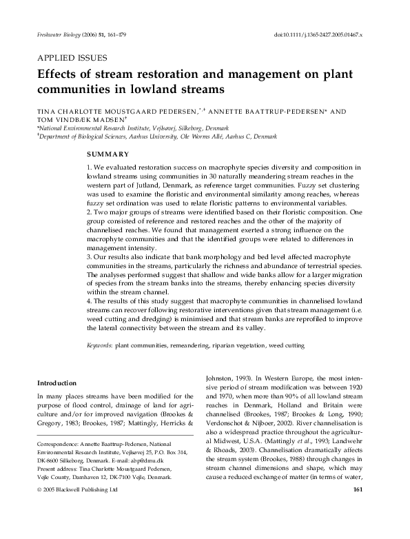 (PDF) Effects of stream restoration and management on plant communities ...