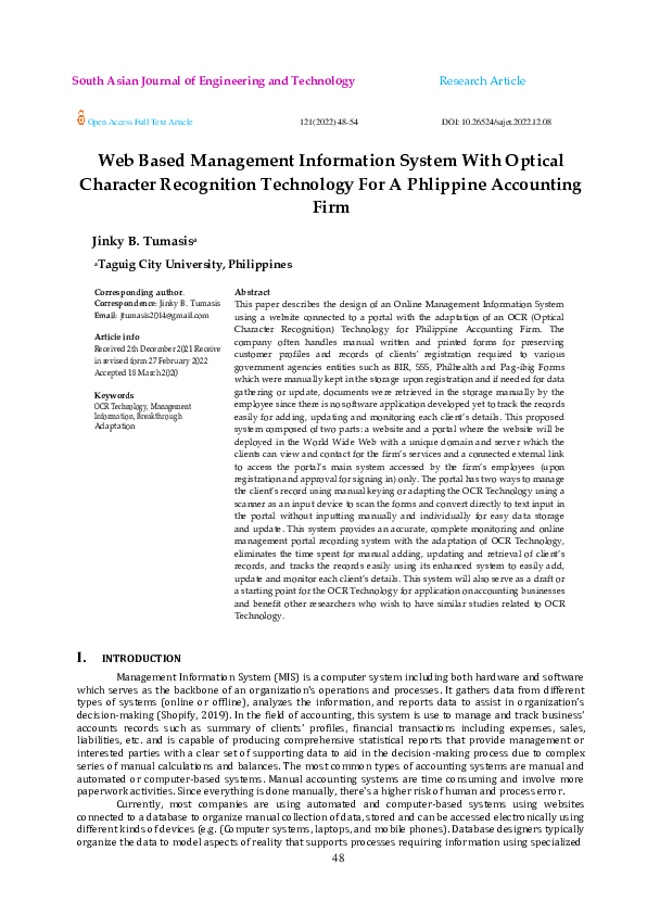 (PDF) Web based management information system with optical character ...