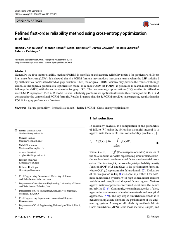 (PDF) Refined first-order reliability method using cross-entropy optimization method