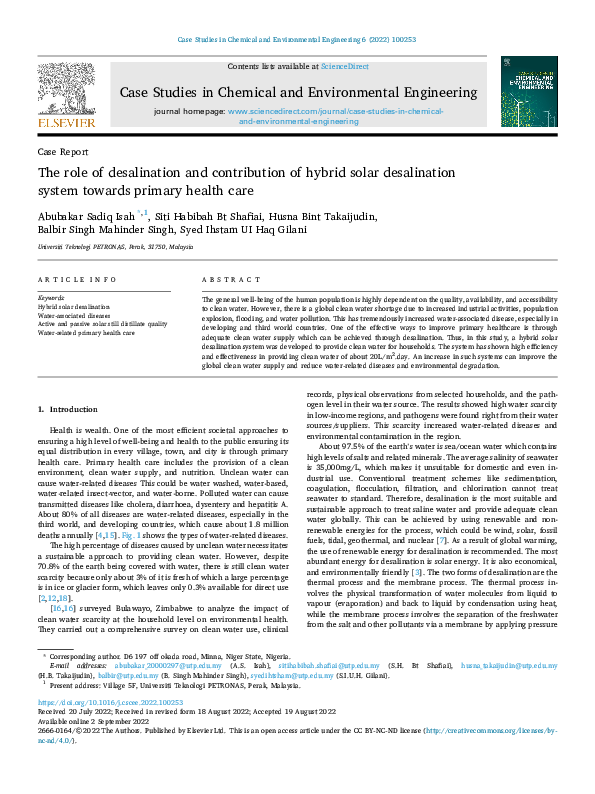 (PDF) The role of desalination and contribution of hybrid solar desalination system towards ...