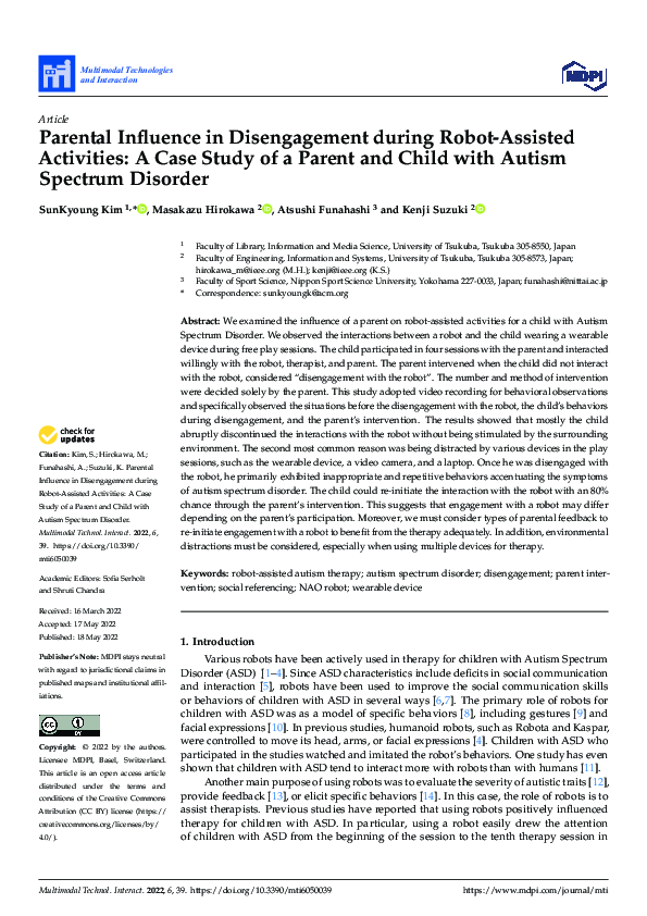 (PDF) Parental Influence in Disengagement during Robot-Assisted ...