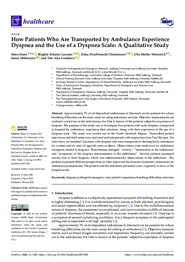 (PDF) How Patients Who Are Transported by Ambulance Experience Dyspnea ...