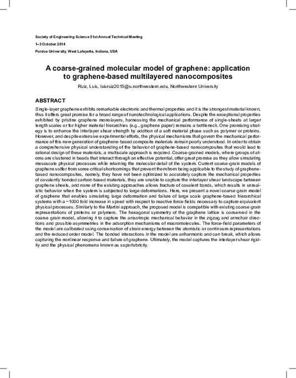 (PDF) A coarse-grained molecular model of graphene: application to graphene-based multilayered ...