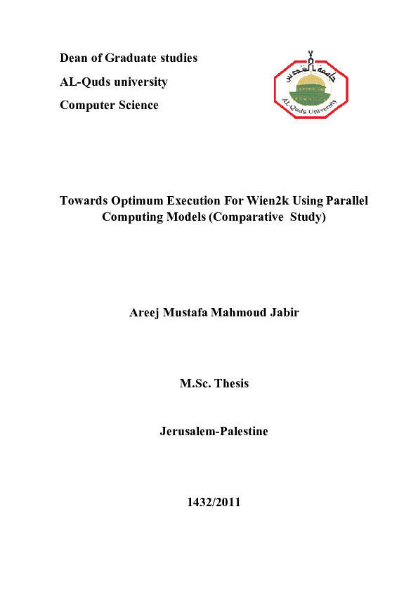 (PDF) Towards Optimjum Execution For Wien2k Using Parallel Computing ...