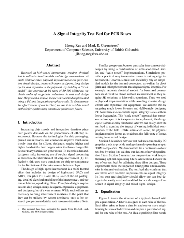 (PDF) A signal integrity test bed for PCB buses