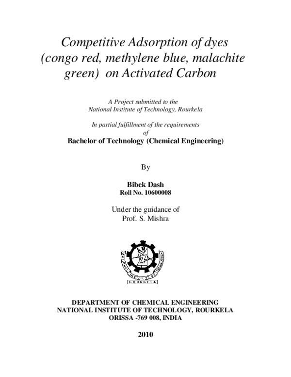 (PDF) Competitive Adsorption of Dyes (congo red, methylene blue, malachite green) on Activated ...