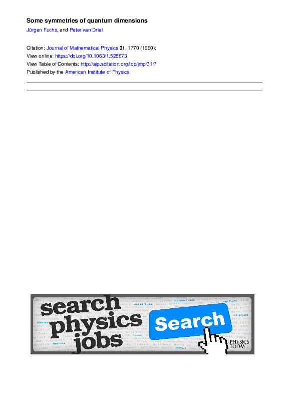 (PDF) Some symmetries of quantum dimensions