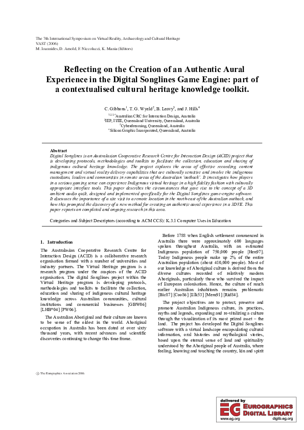 (PDF) Reflecting on the Creation of an Authentic Aural Experience in ...