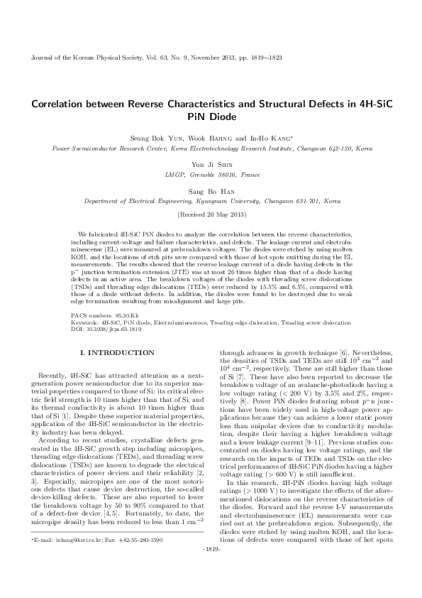 (PDF) Correlation between reverse characteristics and structural defects in 4H-SiC PiN diode ...