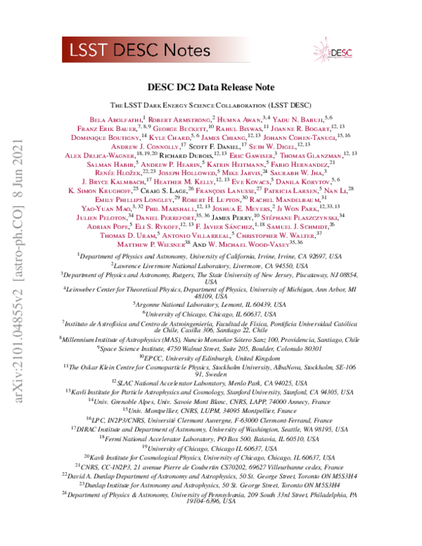(PDF) DESC DC2 Data Release Note