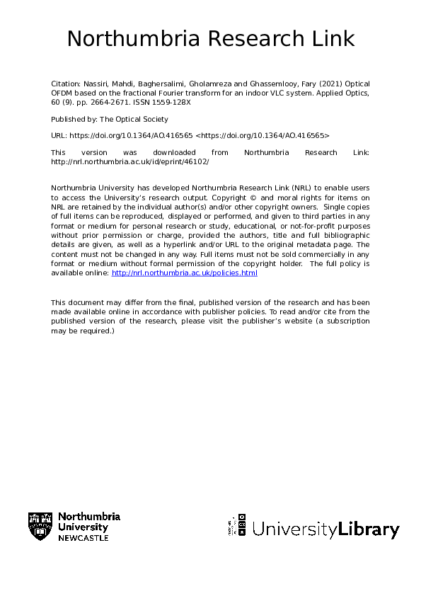 Pdf Optical Ofdm Based On The Fractional Fourier Transform For An