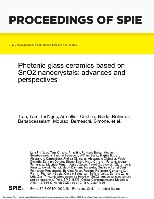 (PDF) Photonic glass ceramics based on SnO2 nanocrystals: advances and ...